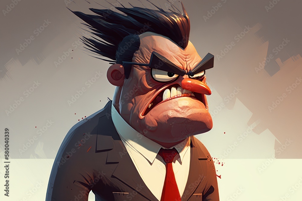 Angry boss cartoon character yelling in fury Stock Illustration | Adobe ...