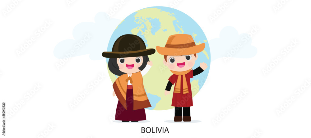 Bolivia. Infographic with Traditional Costume and Vector ...