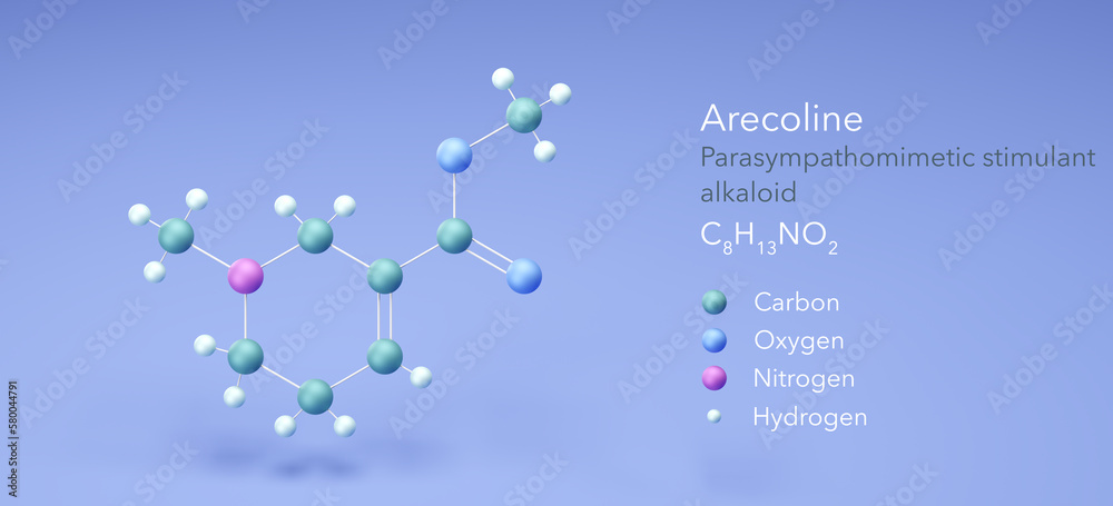 arecoline molecule, molecular structures, parasympathomimetic stimulant ...
