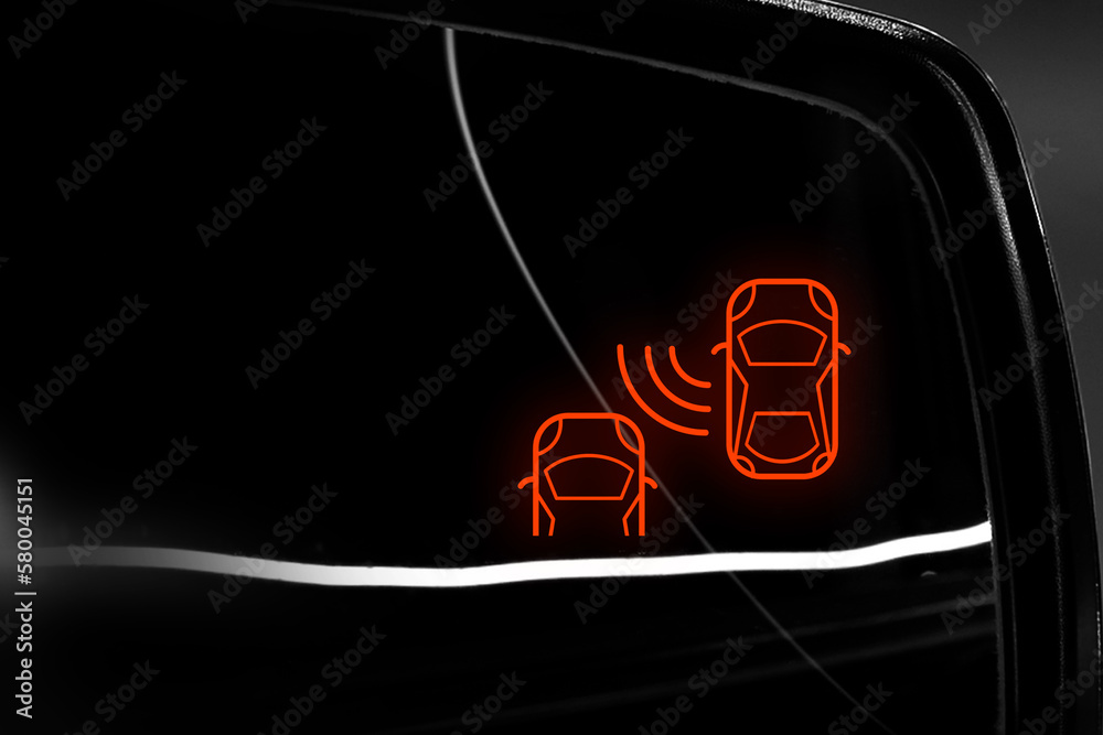 Blind spot monitoring system. Safe driving and car security, modern ...