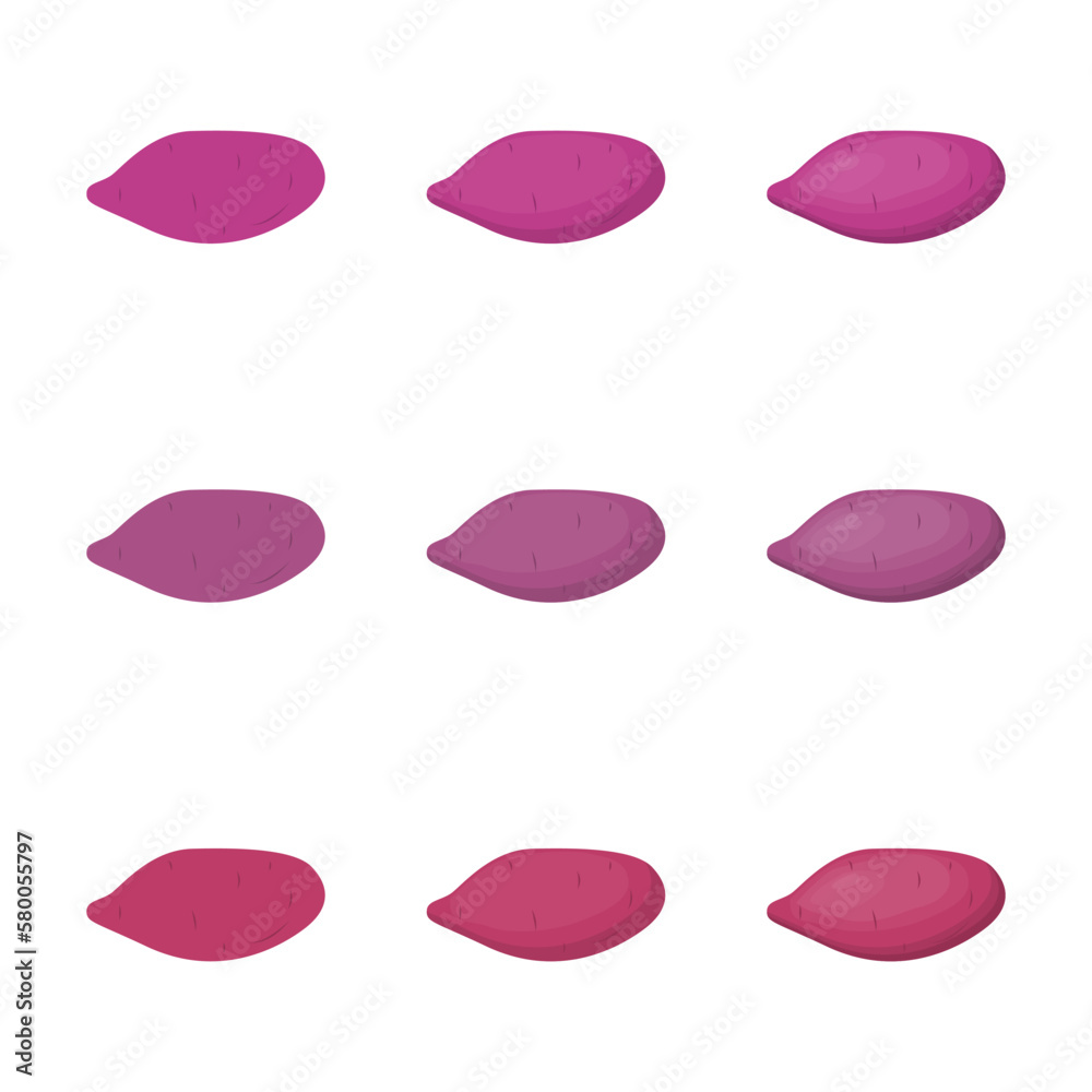 A vector drawn yam illustration with various colors and amount of ...