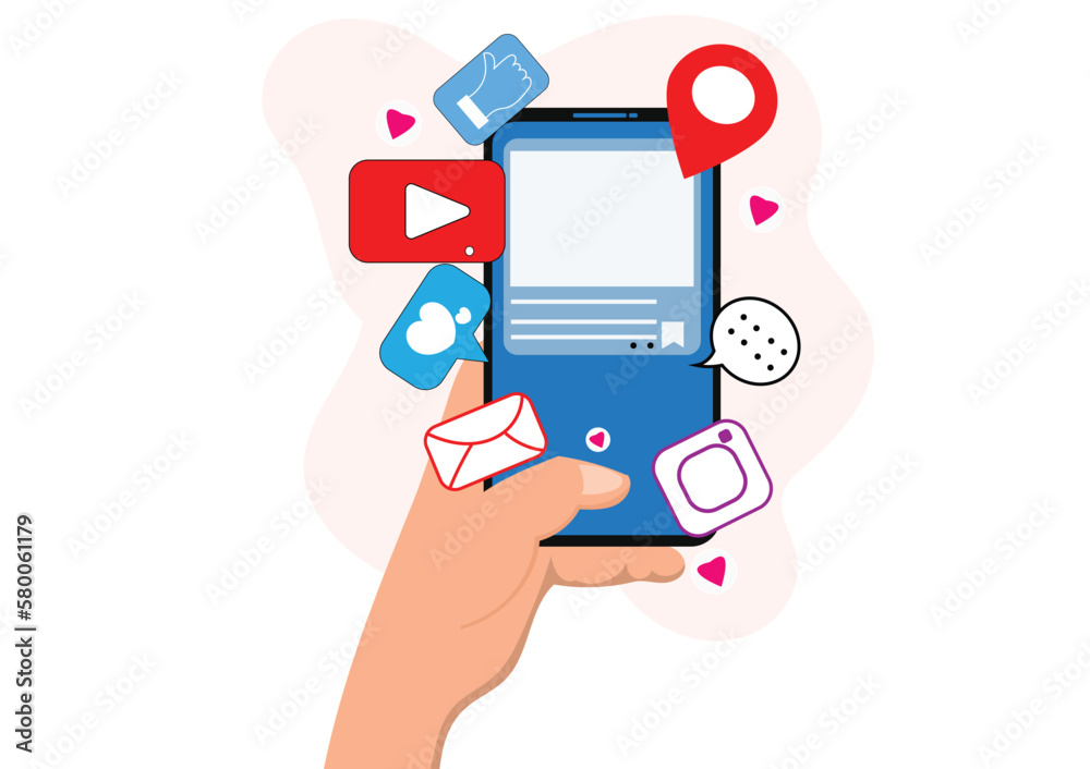 Hand holding mobile phone.messages.Man chatting on mobile with sms chat ...