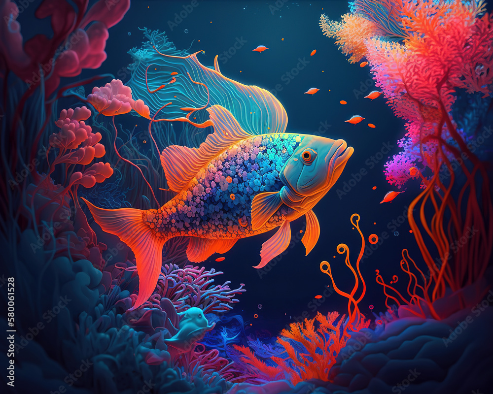 Colorful fish in the water - Created with Generative AI Technology ...
