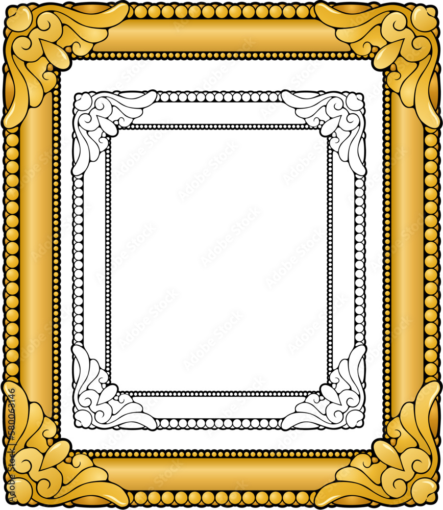 Vetor de gilded frame style border design with black outline version ...