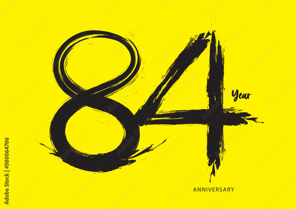 84 year anniversary celebration logotype on yellow background, 84 ...