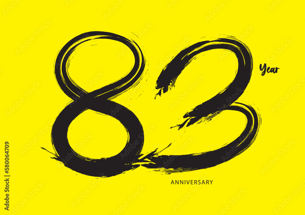83 year anniversary celebration logotype on yellow background, 83 ...
