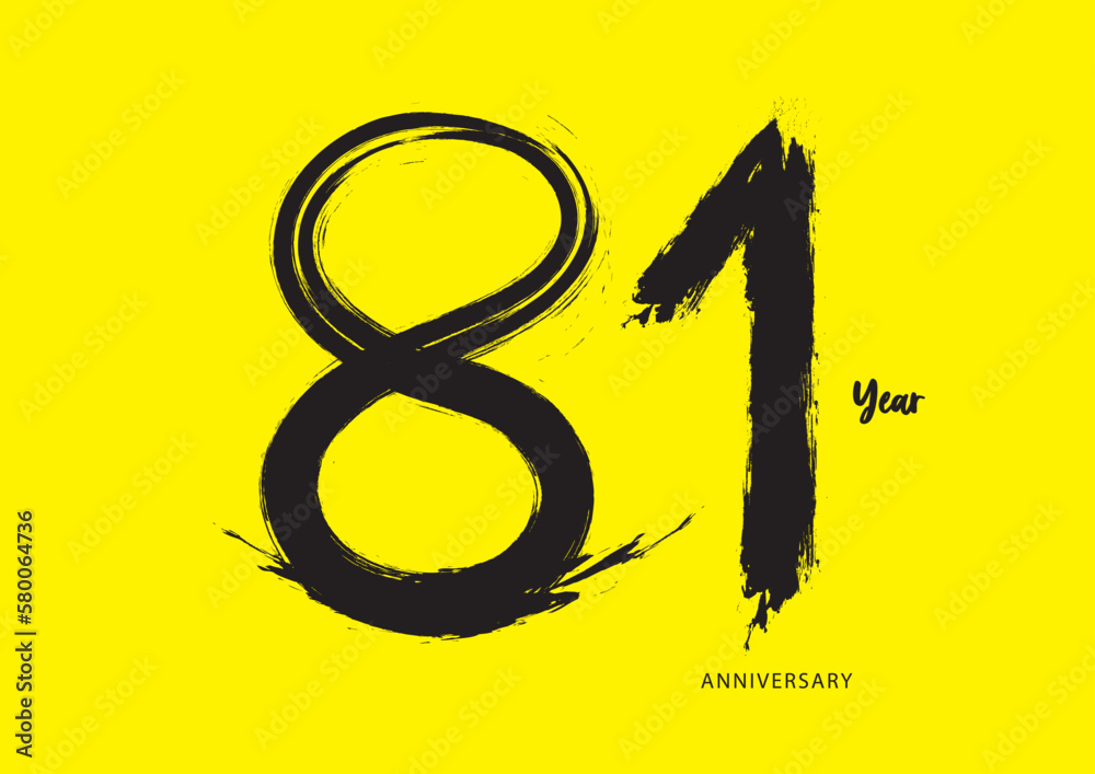 81 year anniversary celebration logotype on yellow background, 81 ...