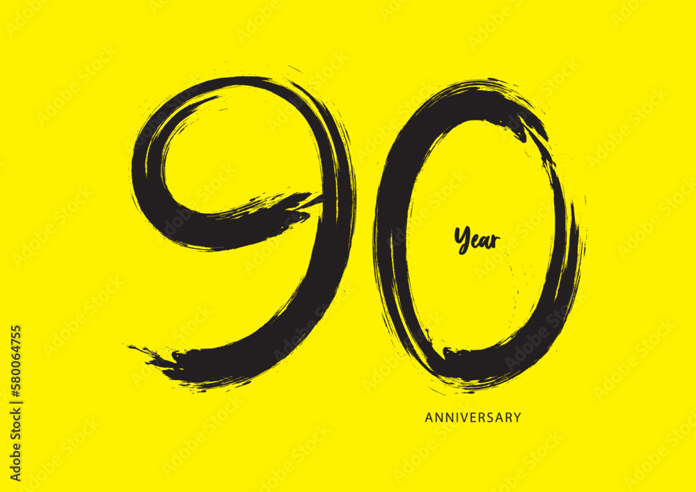 90 year anniversary celebration logotype on yellow background, 90 ...