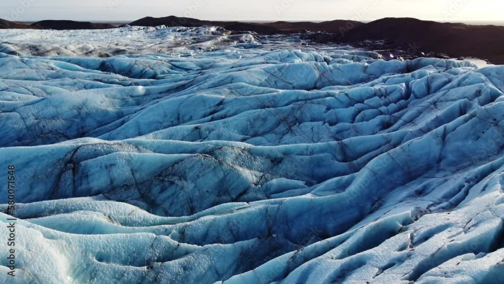 Vatnajokull Glacier in Iceland, Pure blue ice, Winter landscape aerial ...