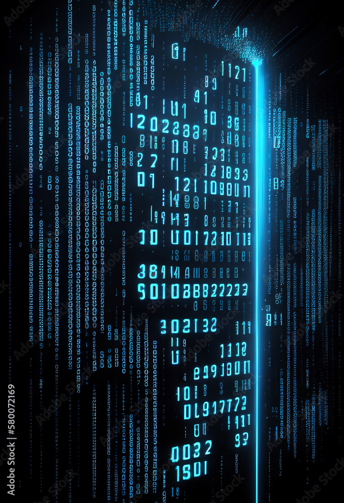 Binary Computer Matrix Code Data Stream Abstract Background Showing A Coding Transmission Over