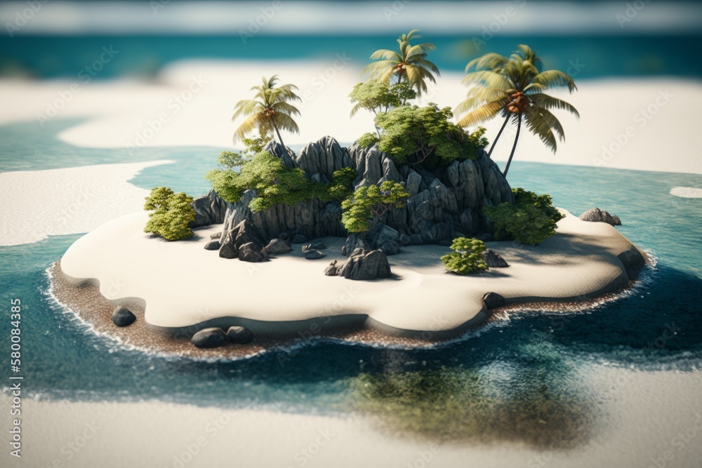 Escape to Paradise: A Hyper-detailed Tropical Island Landscape with ...