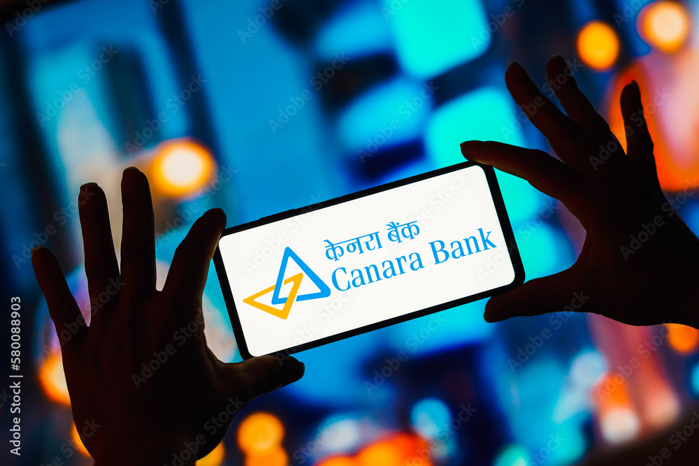 March 11, 2023, Brazil. In this photo illustration, the Canara Bank ...
