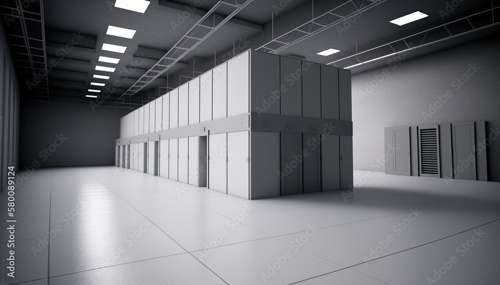 Data center ware house, indoor view, server room, network operations ...