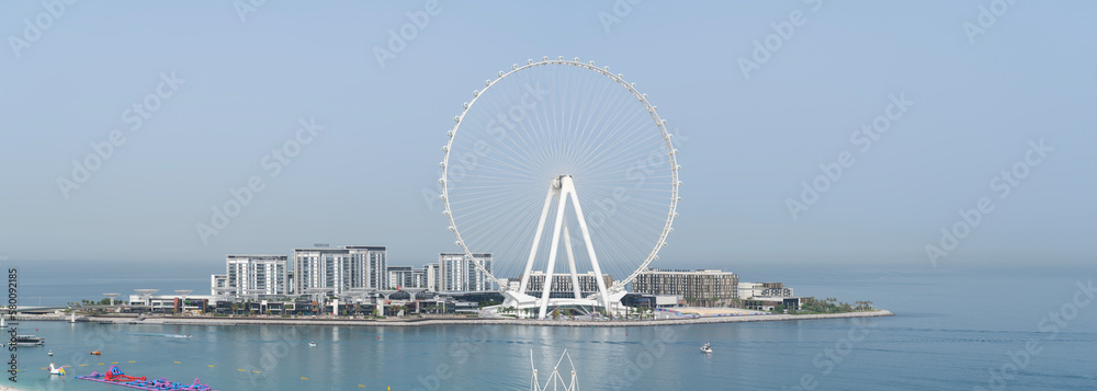 Dubai, United Arab Emirates. Amazing aerial view of the Ain Dubai and ...