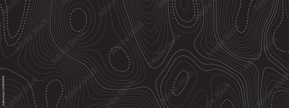 Abstract black and white topographic geometric contour map lines ...
