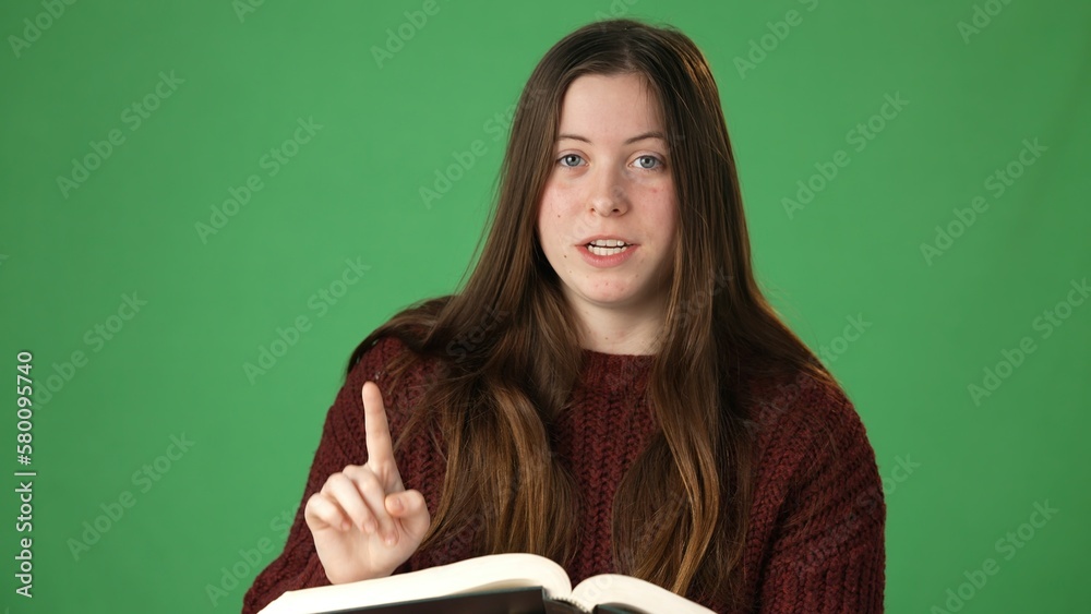 Green screen chroma key background with teacher tutor video chat with ...