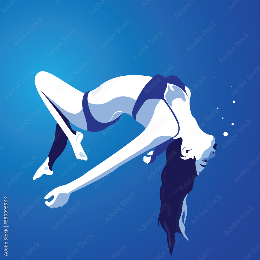 unconscious woman in bikini floating under water Stock Vector | Adobe Stock
