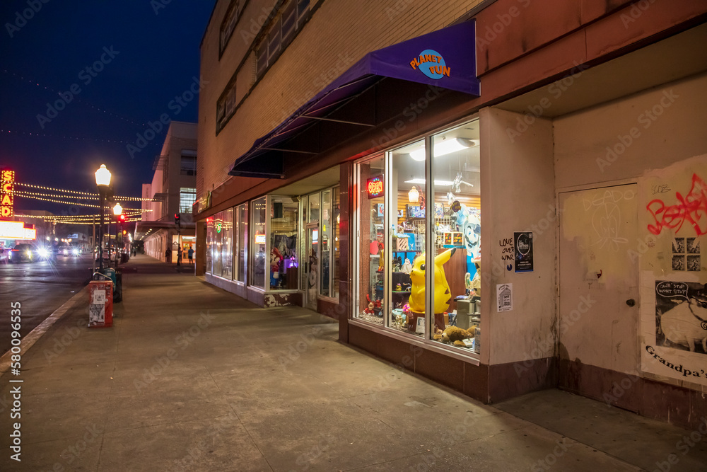 The storefront of Planet Fun along Broughton Street with a window ...