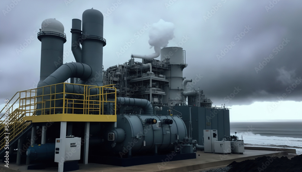 Oil Gas Plant, power plant on grey sky background, Gas Oil depot ...