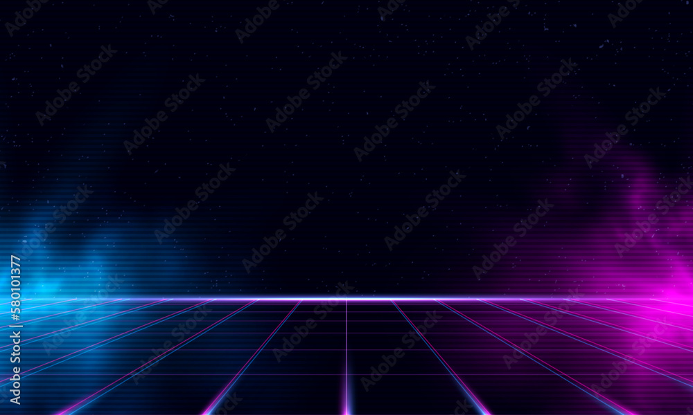 Synthwave vaporwave retrowave cyber background with copy space, laser ...