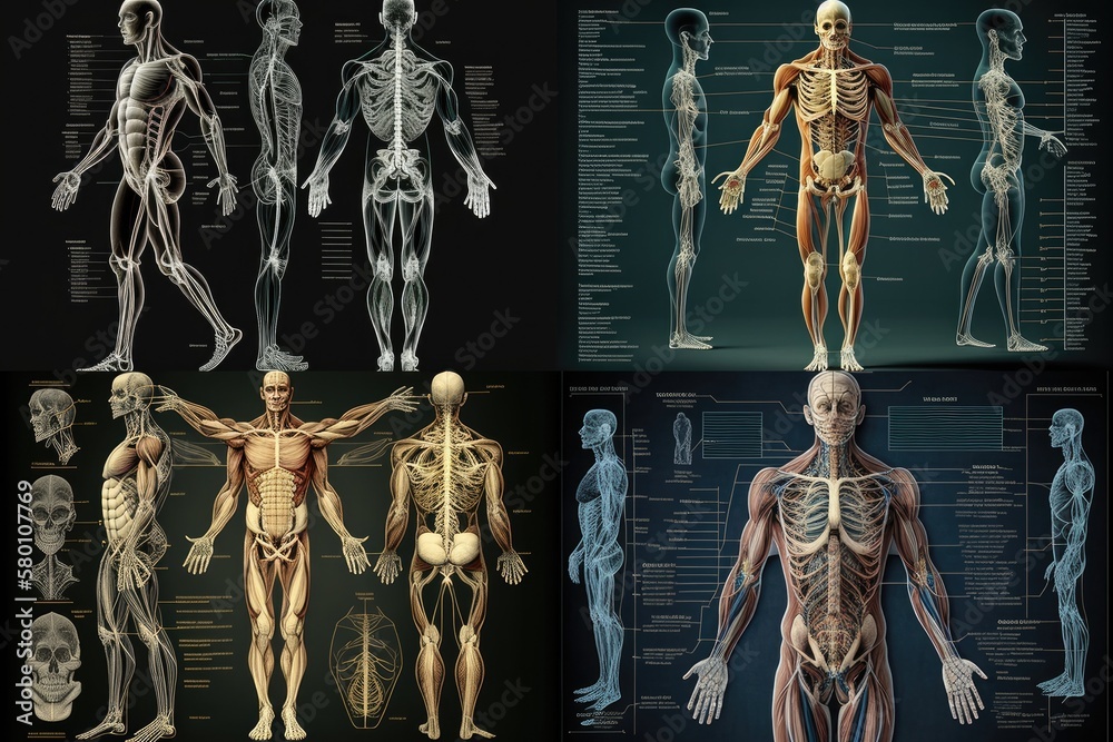 Male and female body in an anatomic, muscular illustration Stock ...