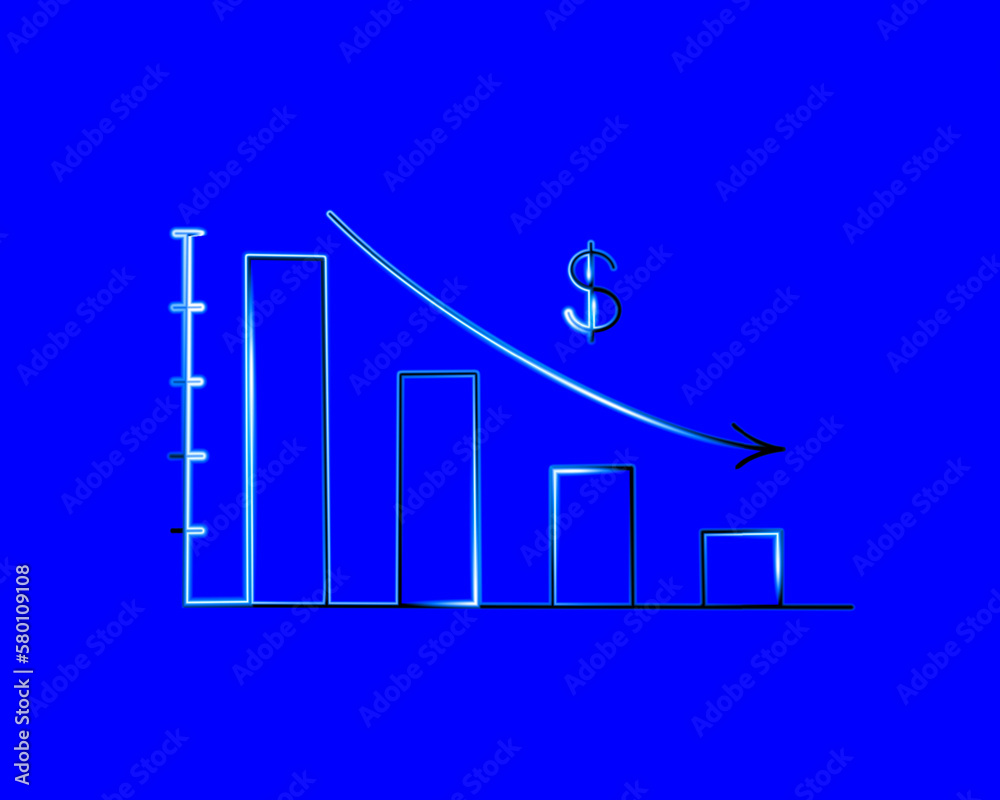 Vector isolated illustration of regression graph with neon effect ...
