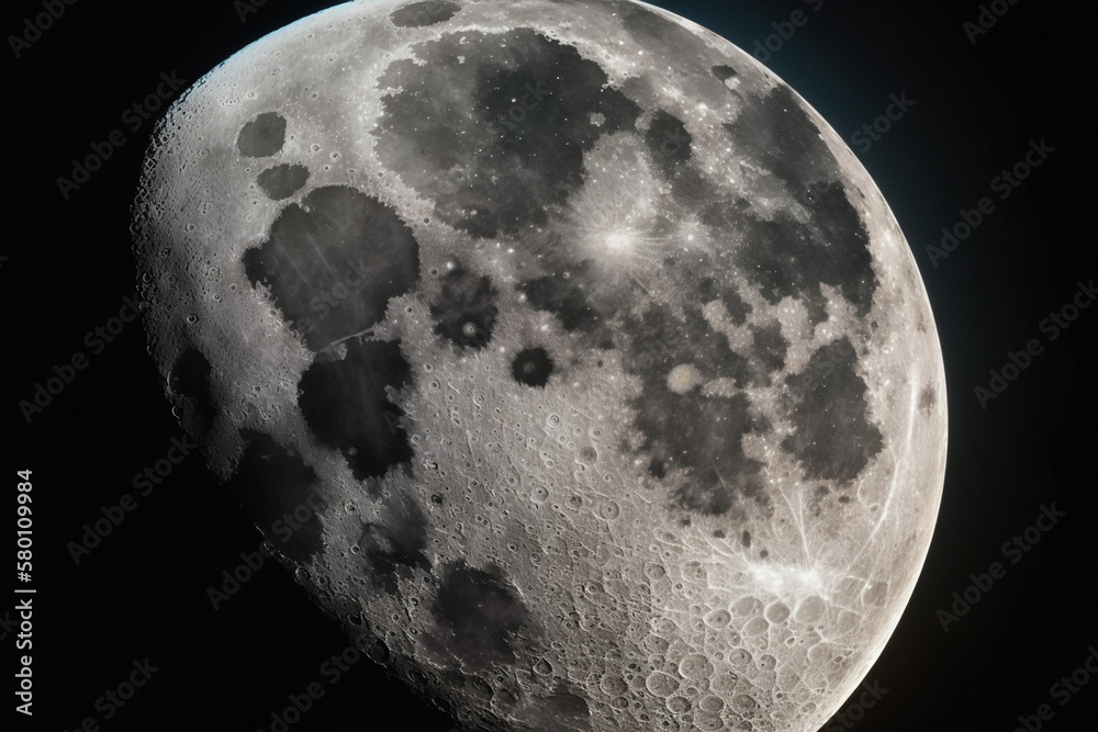Photograph of Moon in the waning gibbous lunar phase - Generative AI ...