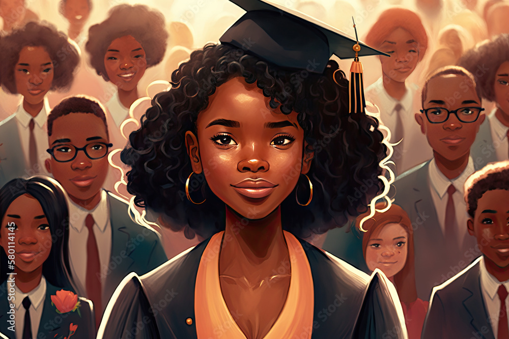 Happy young melanated girl at a graduation ceremony created with ...