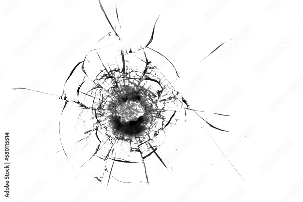 Broken glass from a bullet. Texture of broken glass. Stock Photo ...