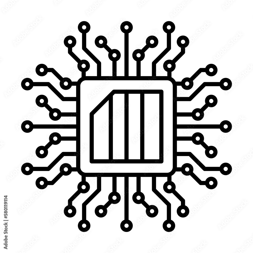 Chip nanotech icon. Simple line, outline of artificial Intelligence ...