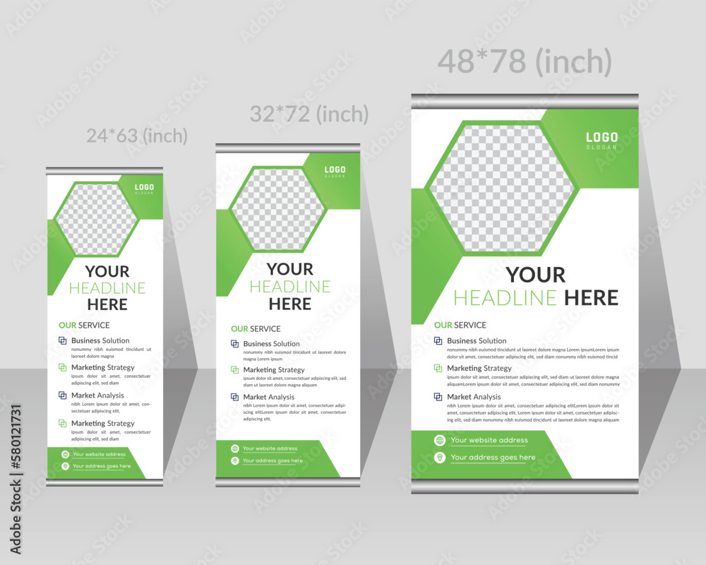 modern green color white background creative Corporate roll up, X ...