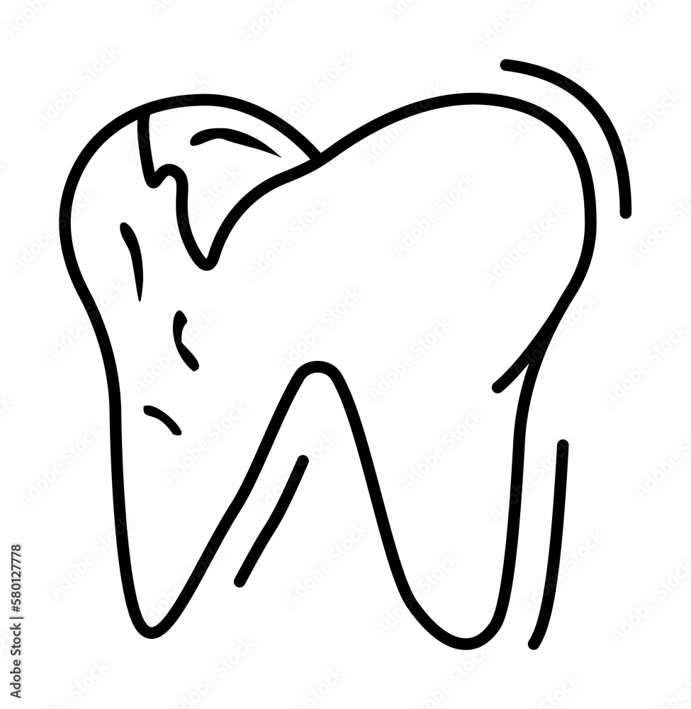 Dental calculus tooth icon. Simple line, outline of dentistry icons for ...