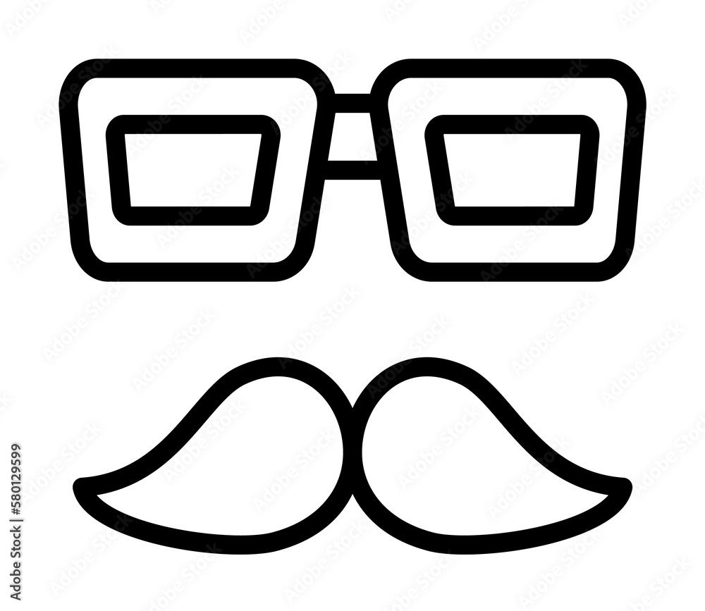 Glasses, mustache icon. Simple line, outline elements of cultural ...