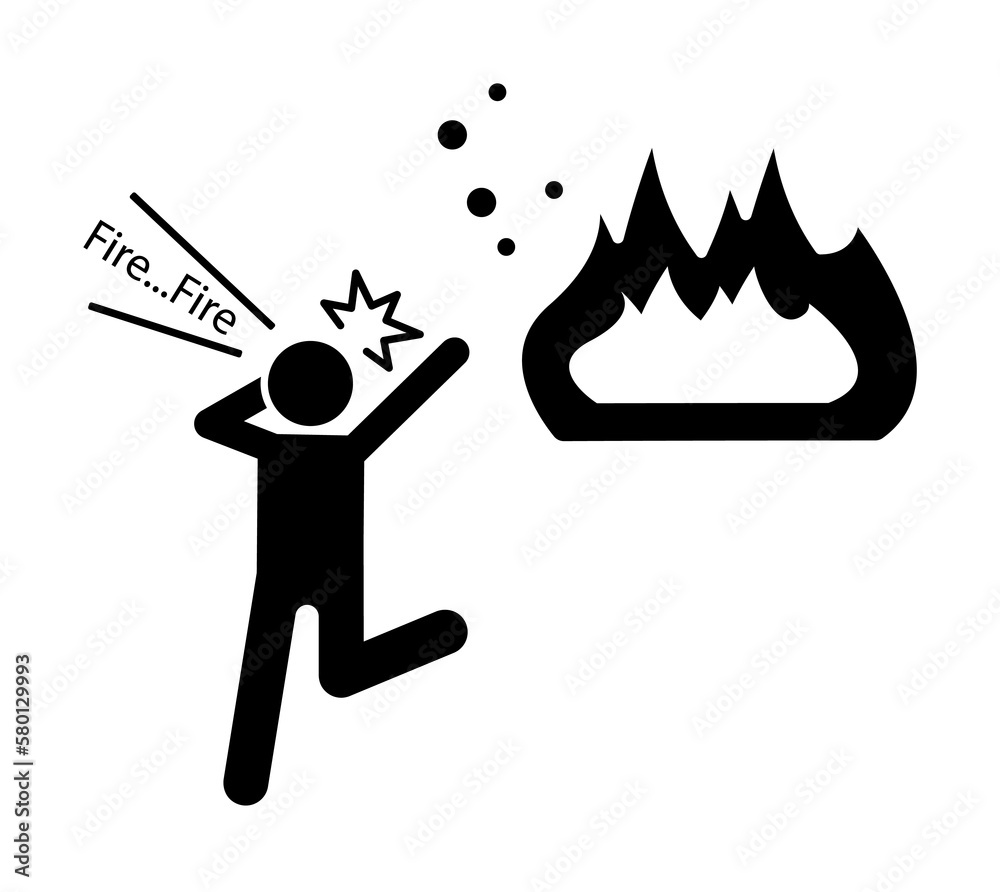 Cry, man, fire icon. Simple pictogram of human and fire icons for ui ...