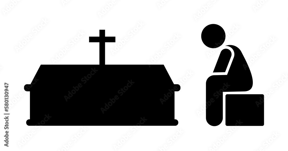 Man coffin sorrow weep icon. Element of pictogram death illustration ...