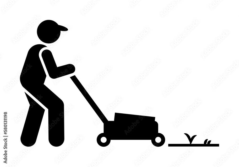 Cutting, gardener, grass, man icon. Element of gardening icon. Premium ...