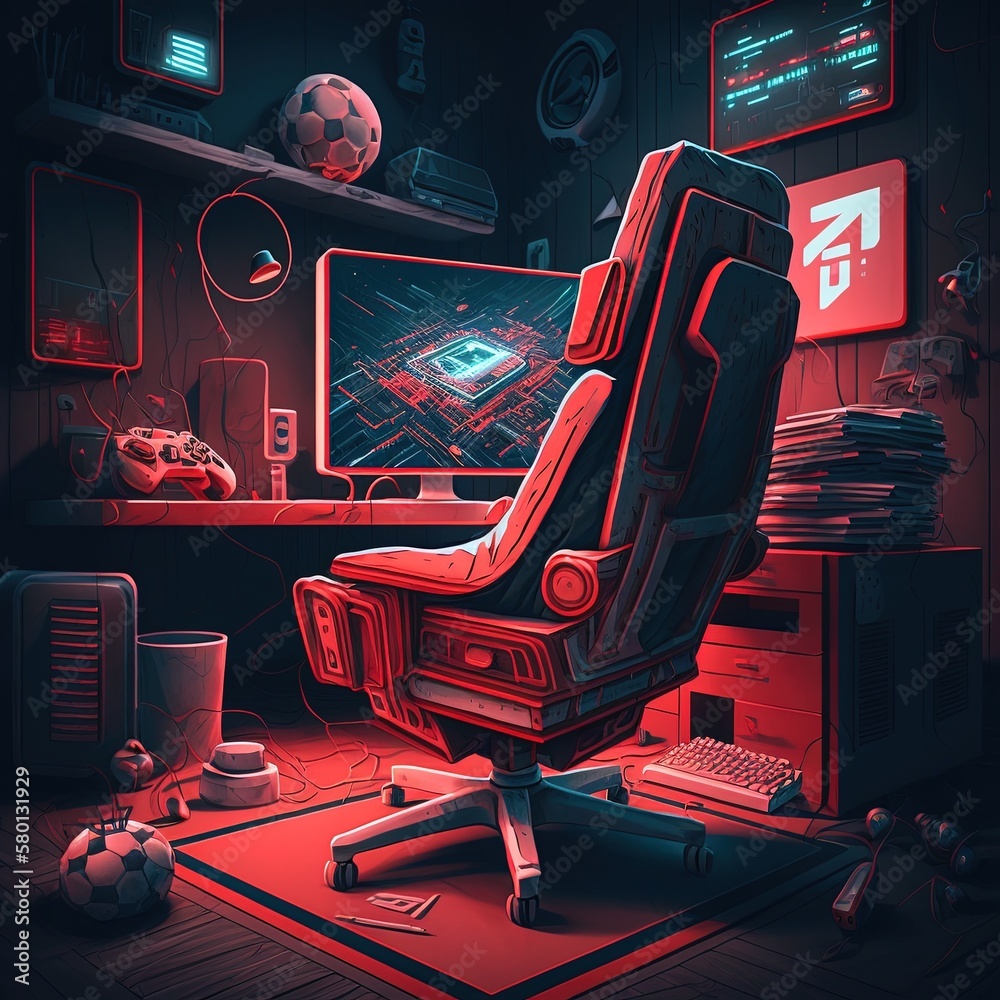 ภาพประกอบสต็อก Retrowave gaming theme in style of 80's. Arcade gaming ...
