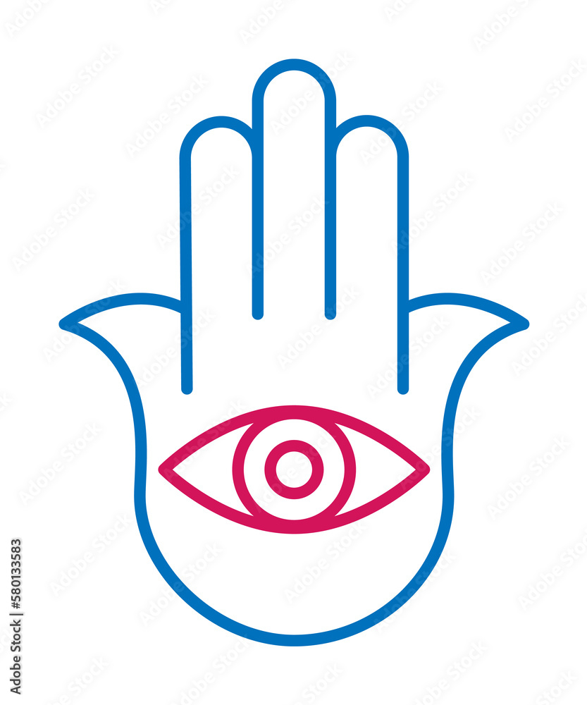Islam, hamsa hand 2 colored line icon. Simple blue and red element ...