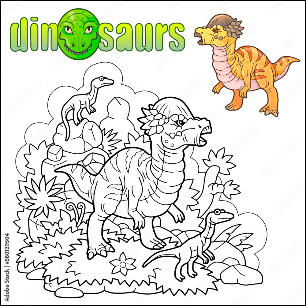 Photo & Art Print cute prehistoric dinosaurs coloring page, fargon