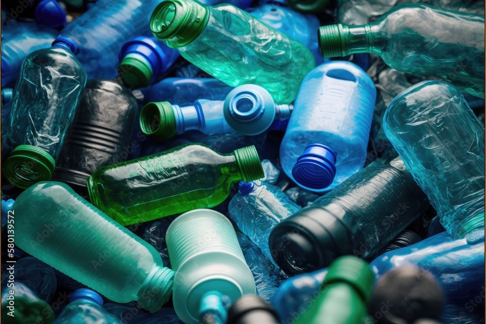 Concept of plastic recycle with blue bottle background. Inspiration of ...