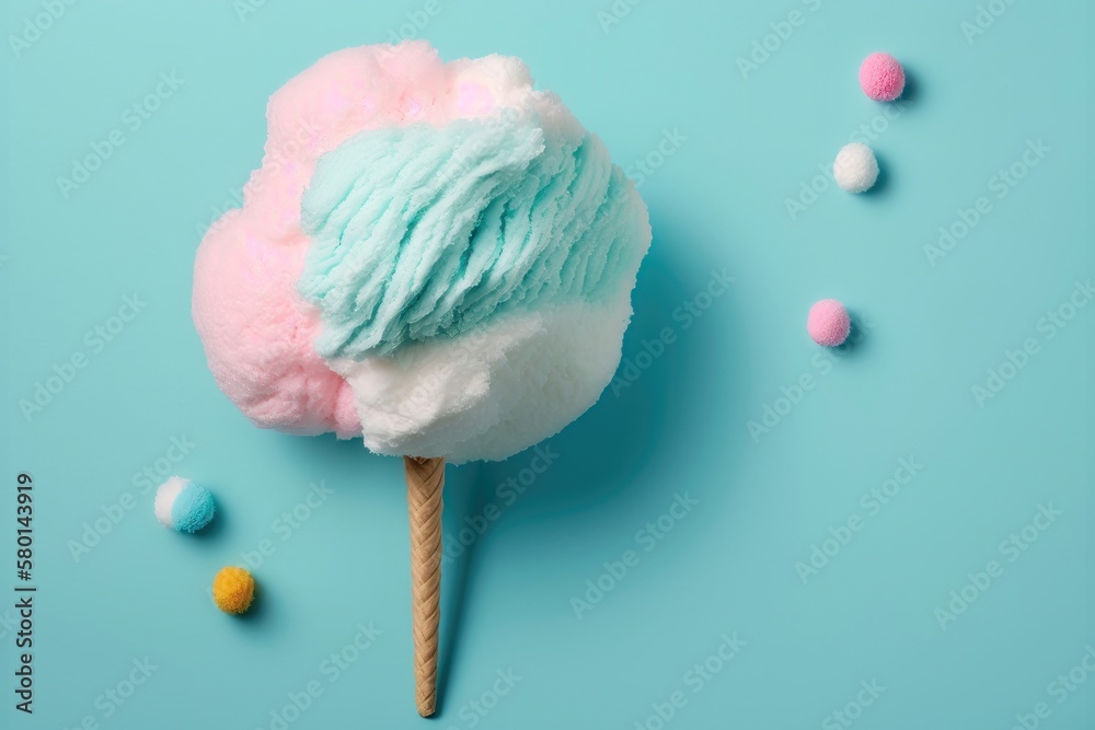 Realistic pink and blue cotton candy on pastel background. AI ...