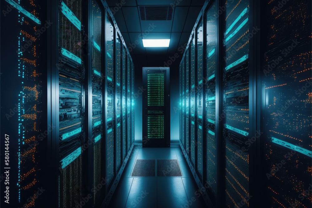 Database center room with fully service system operated by software ...