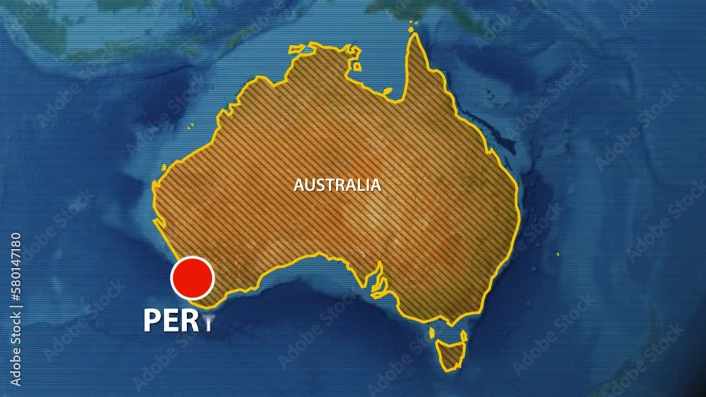 Designation of the borders of Australia on the map and the mark of the ...