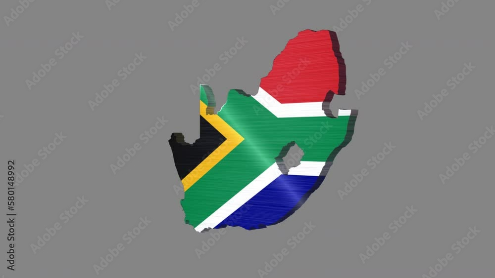 3D animation of South Africa map rotating, isolated by alpha channel ...