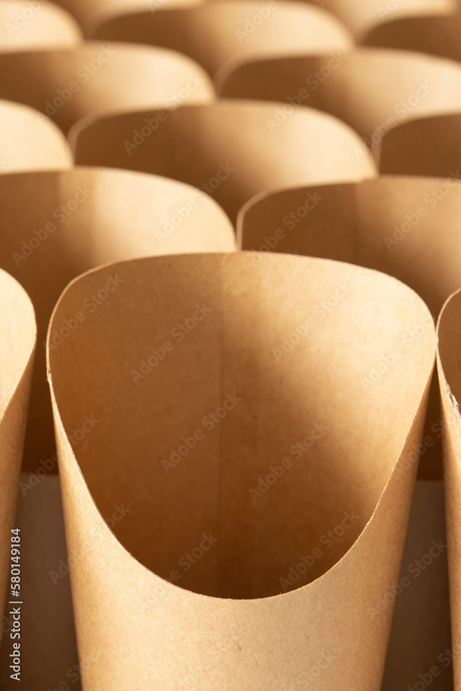 Cardboard takeaway cartons containers in rows, with no branding ...