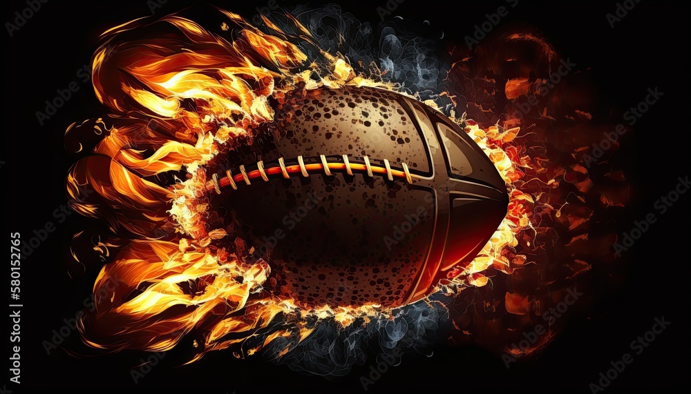 On Fire: American Football Ball Flaming Up the Game: Generative AI ...