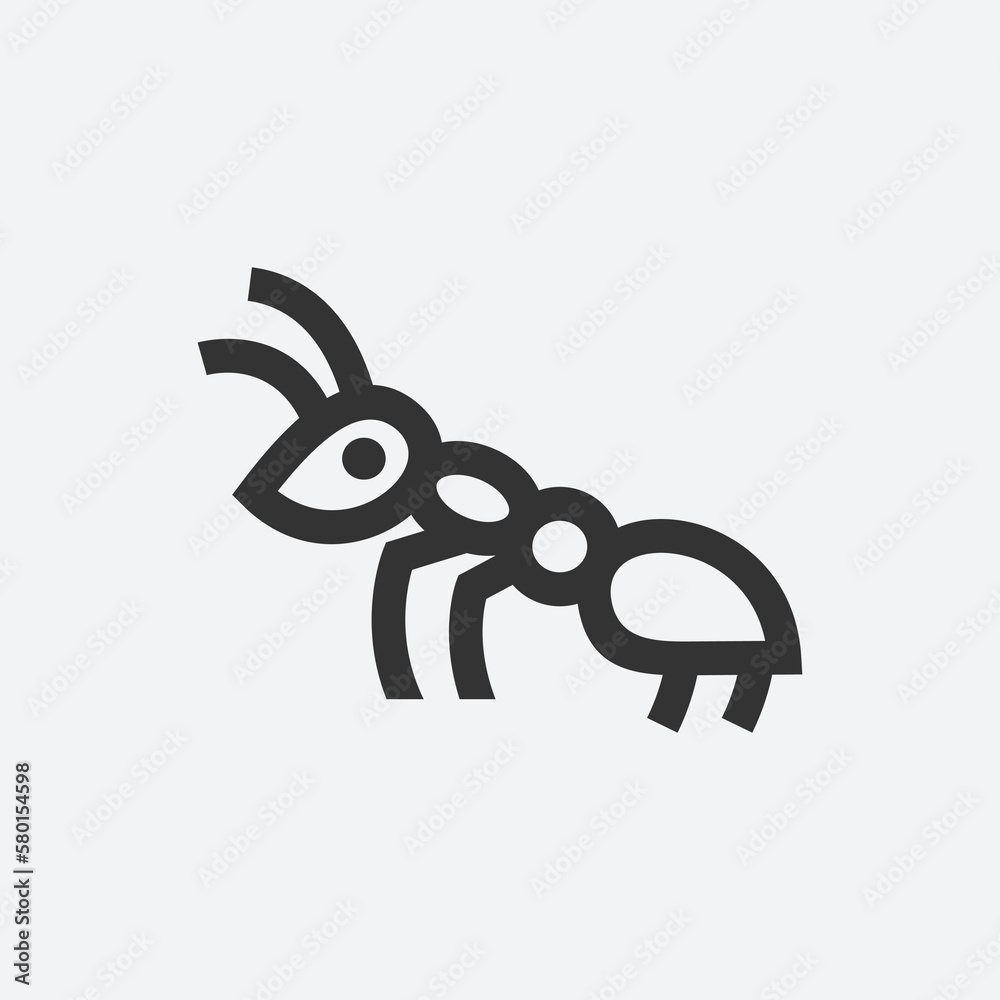 black ant logo. simple ant line icon logo vector design, modern animal ...