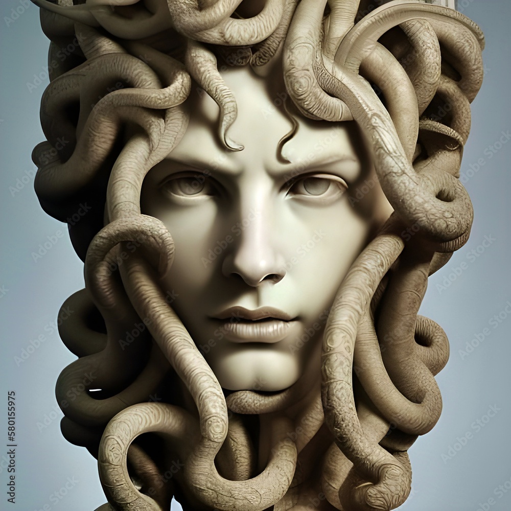 Image featuring a white marble bust of Medusa, otherwise known as Gorgo ...