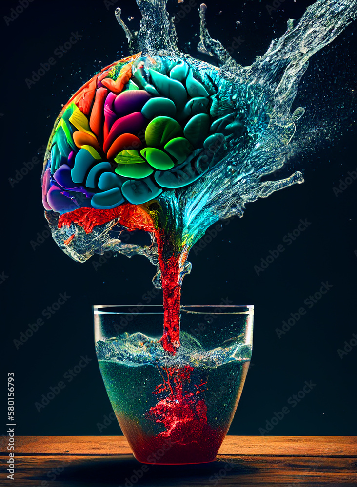 Human brain in form of a tree. Tree trunk with human brain. Concept of ...