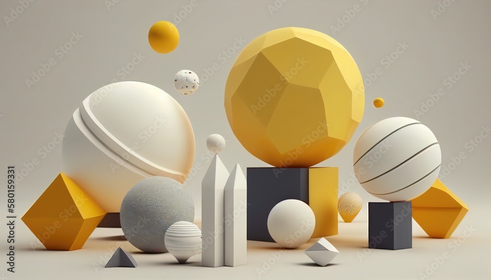 3D abstract and minimalist solar system, render background galaxie ...